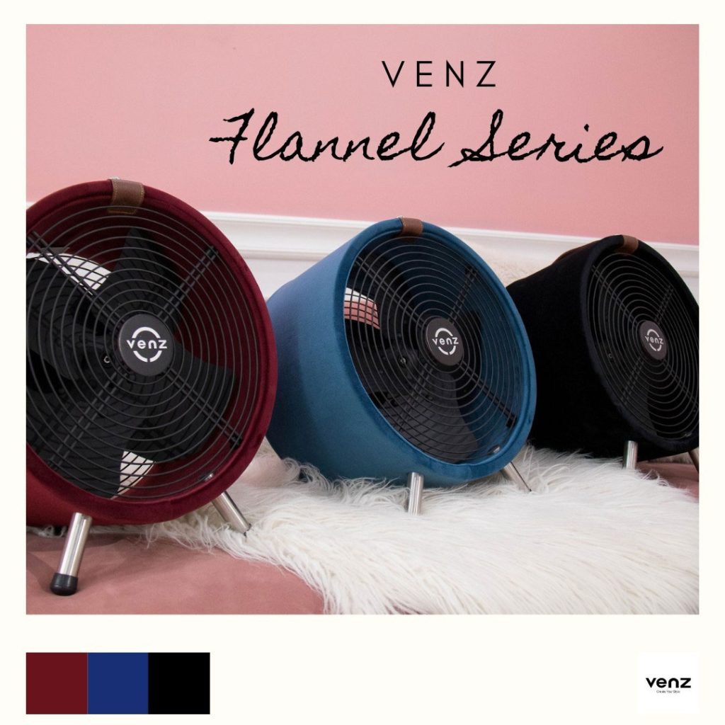 Venz เวนซ์ พัดลมถังเหล็กหุ้มผ้า รุ่น Tuber 12 นิ้ว ตั้งโต๊ะ - Venz Style